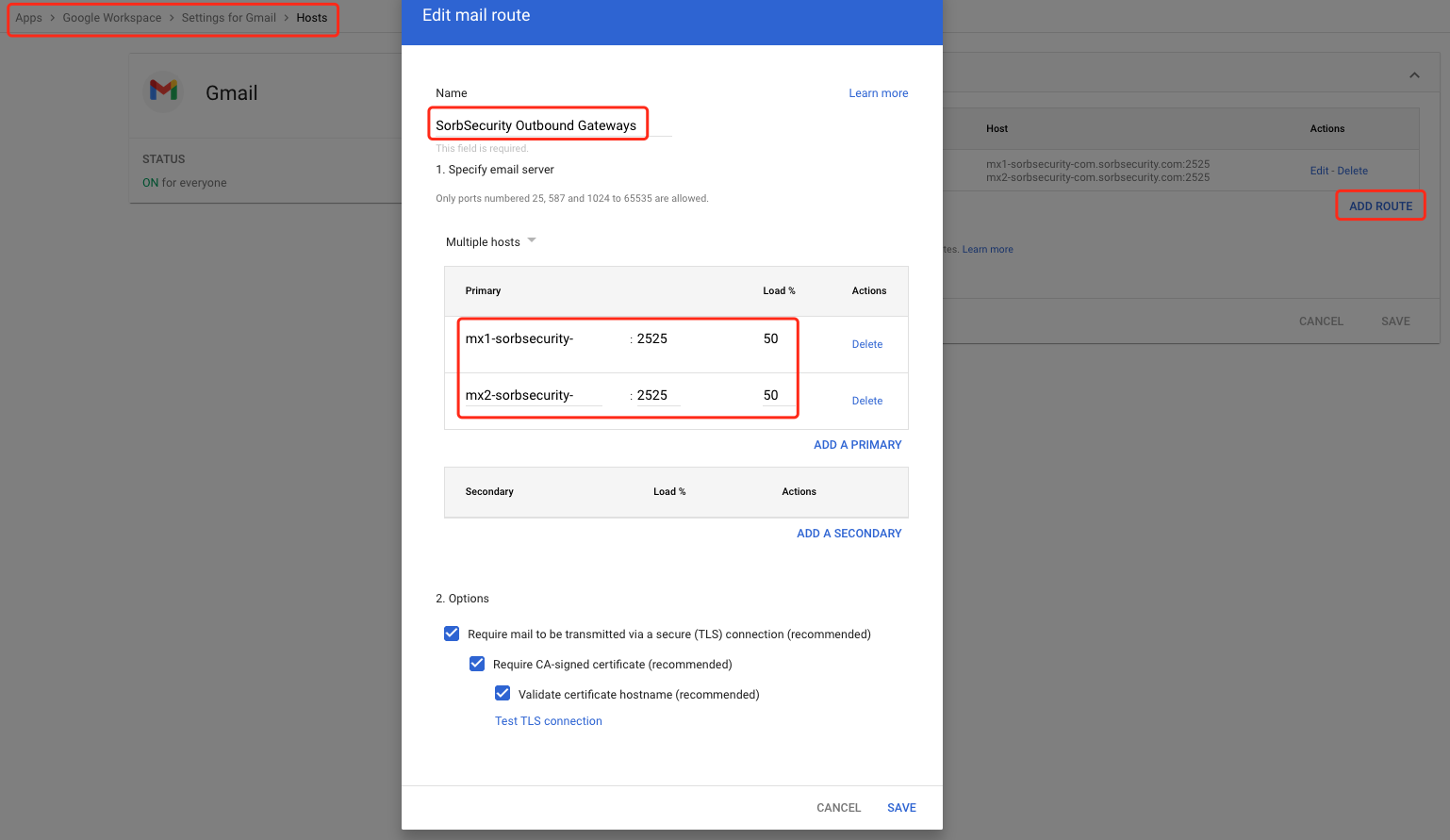 Configuring Google Workspace (G-Suite) with Sorb SCES – SorbSecurity Help