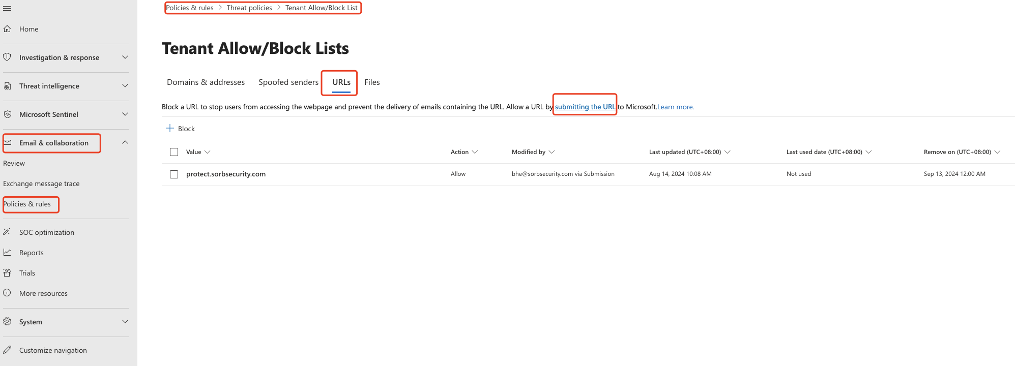 Configuring Microsoft O365 with Sorb SCES – SorbSecurity Help