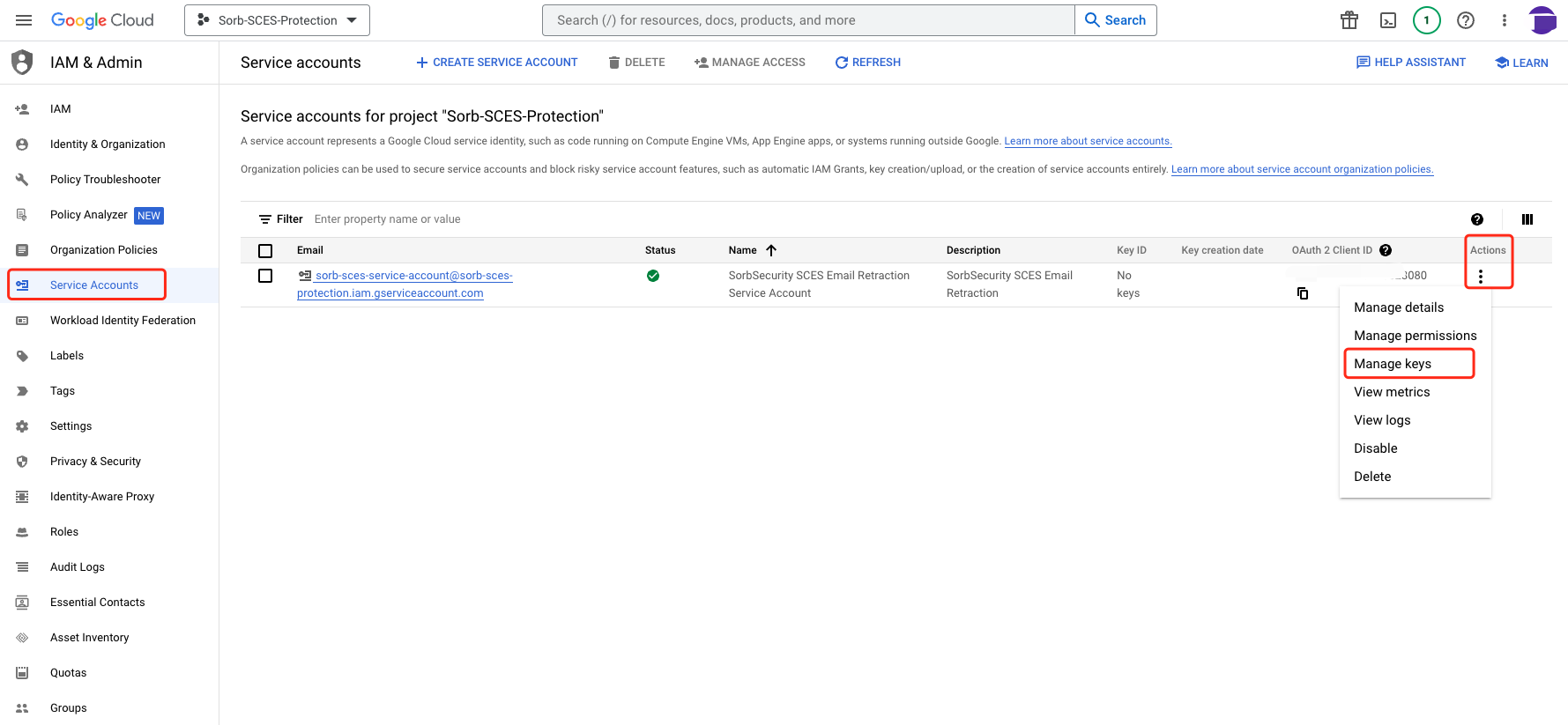 Google Workspace / Gmail Retraction Integration Guide – SorbSecurity Help